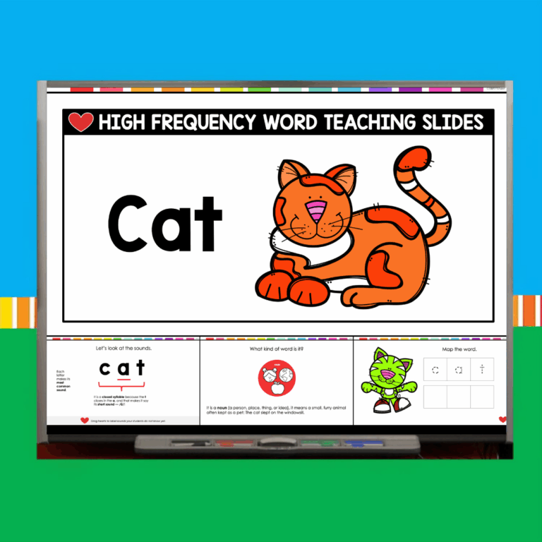 Cat Sight Word Teaching Slides - Simply Kinder + Printable Membership
