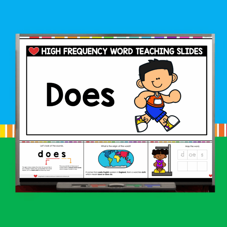 Does Sight Word Teaching Slides - Simply Kinder + Printable Membership