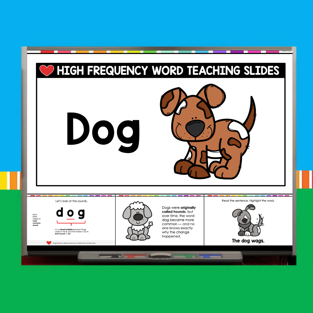 Dog Sight Word Teaching Slides - Simply Kinder + Printable Membership