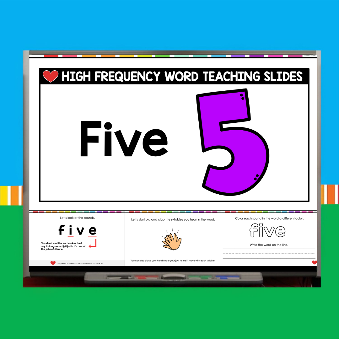 Five Sight Word Teaching Slides - Simply Kinder + Printable Membership