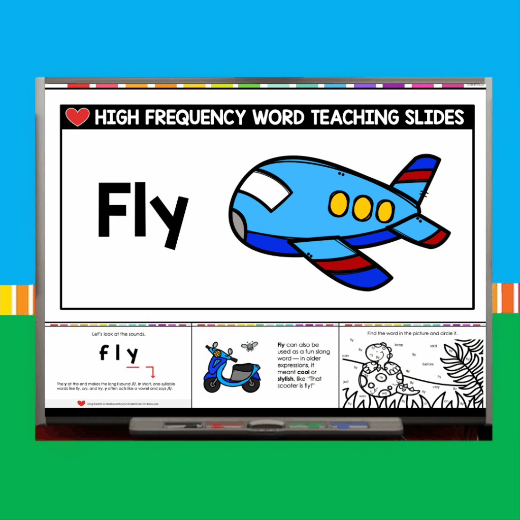 Fly Sight Word Teaching Slides - Simply Kinder + Printable Membership
