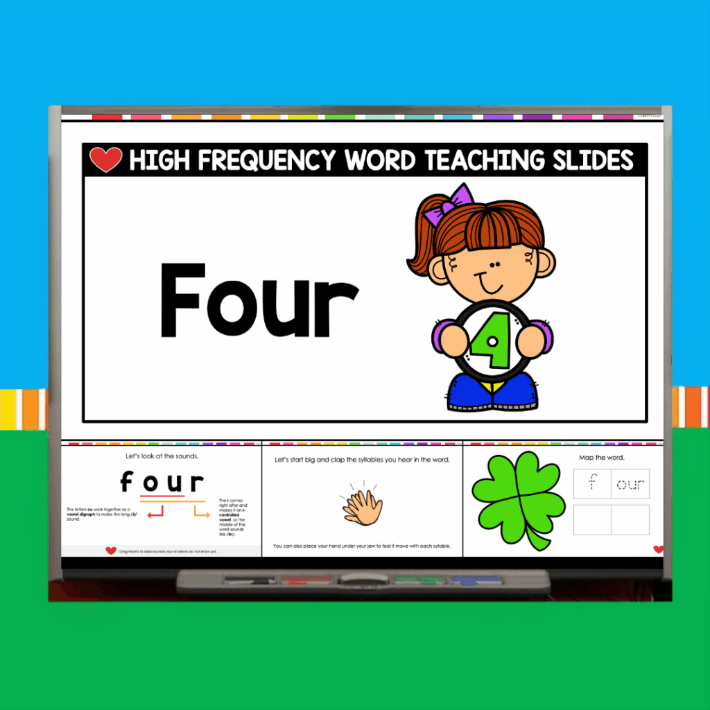 Four Sight Word Teaching Slides - Simply Kinder + Printable Membership