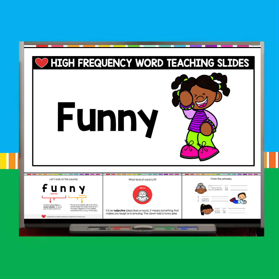 Funny Sight Word Teaching Slides - Simply Kinder + Printable Membership