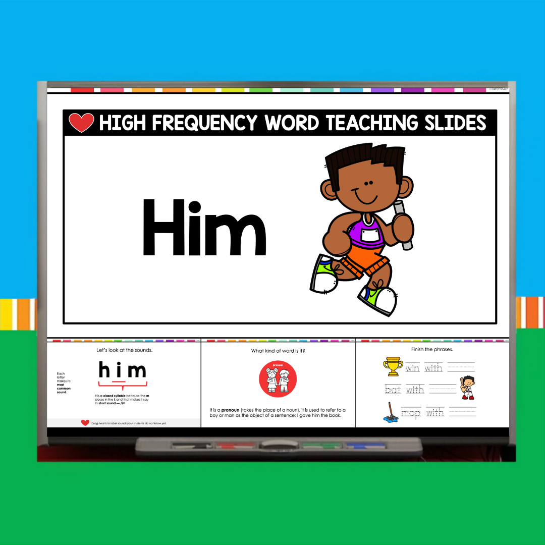Him Sight Word Teaching Slides - Simply Kinder + Printable Membership