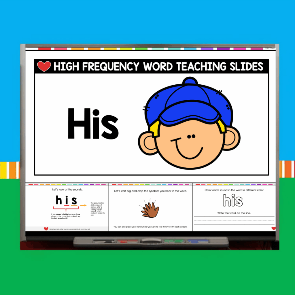 His Sight Word Teaching Slides - Simply Kinder + Printable Membership