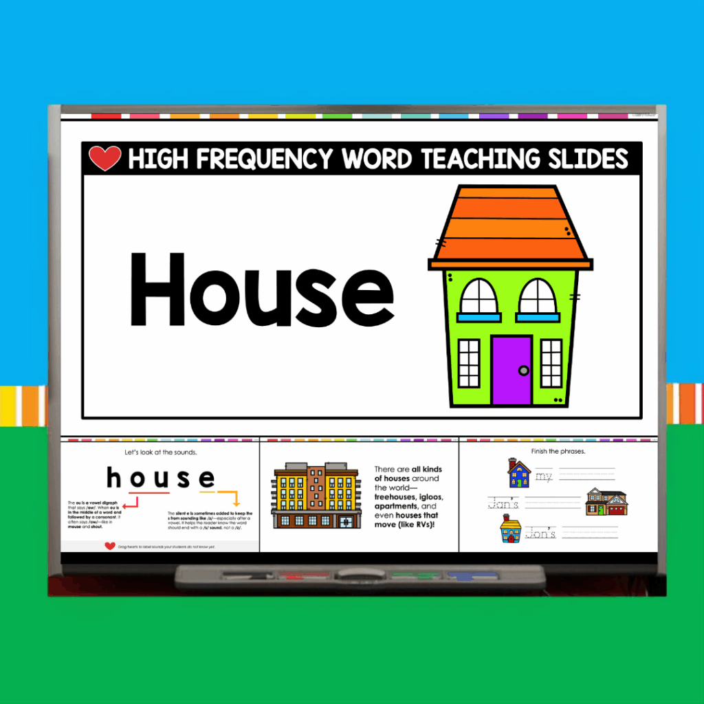 House Sight Word Teaching Slides - Simply Kinder + Printable Membership