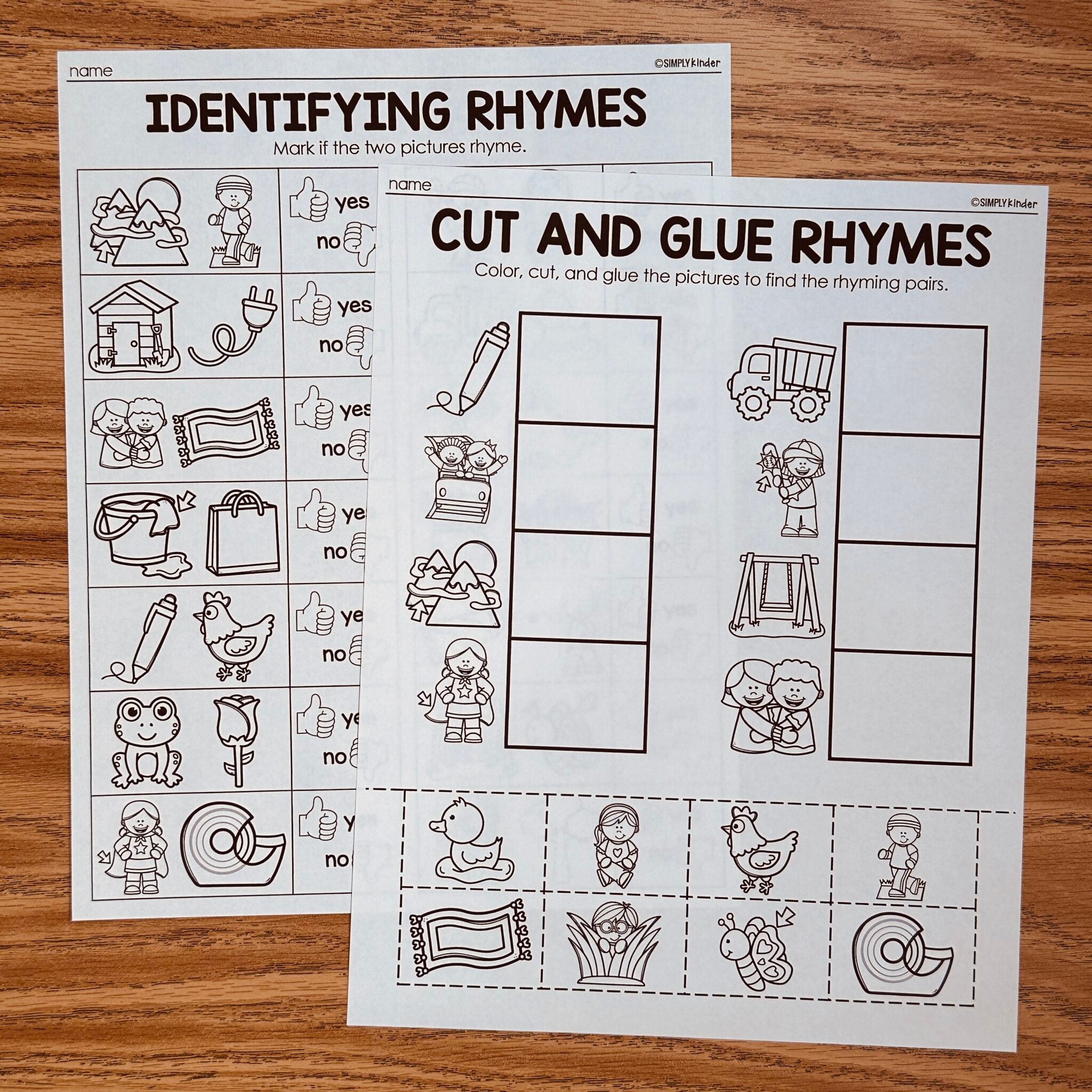 Rhyming Printables - Simply Kinder + Printable Membership