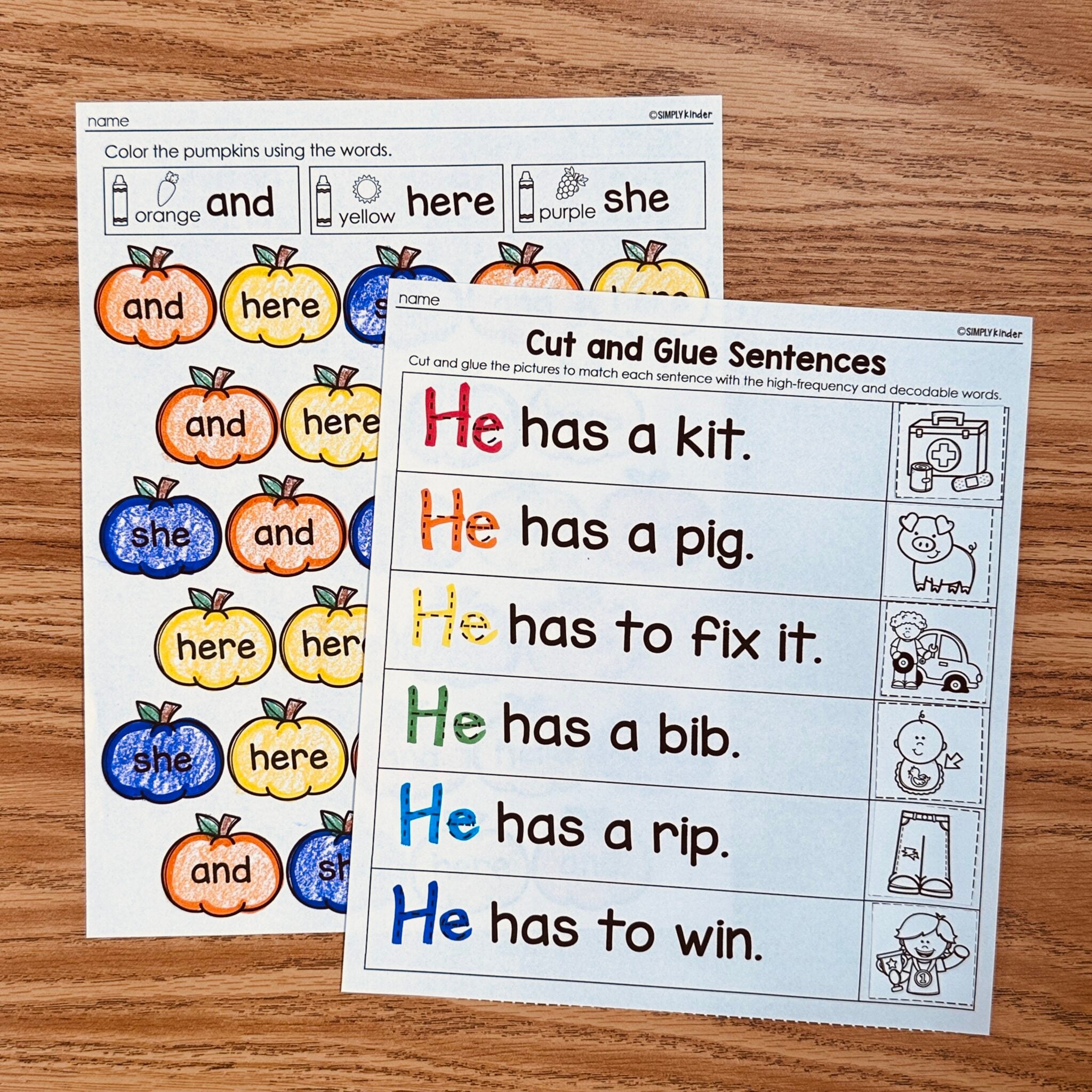October Sight Word Printables - Simply Kinder + Printable Membership