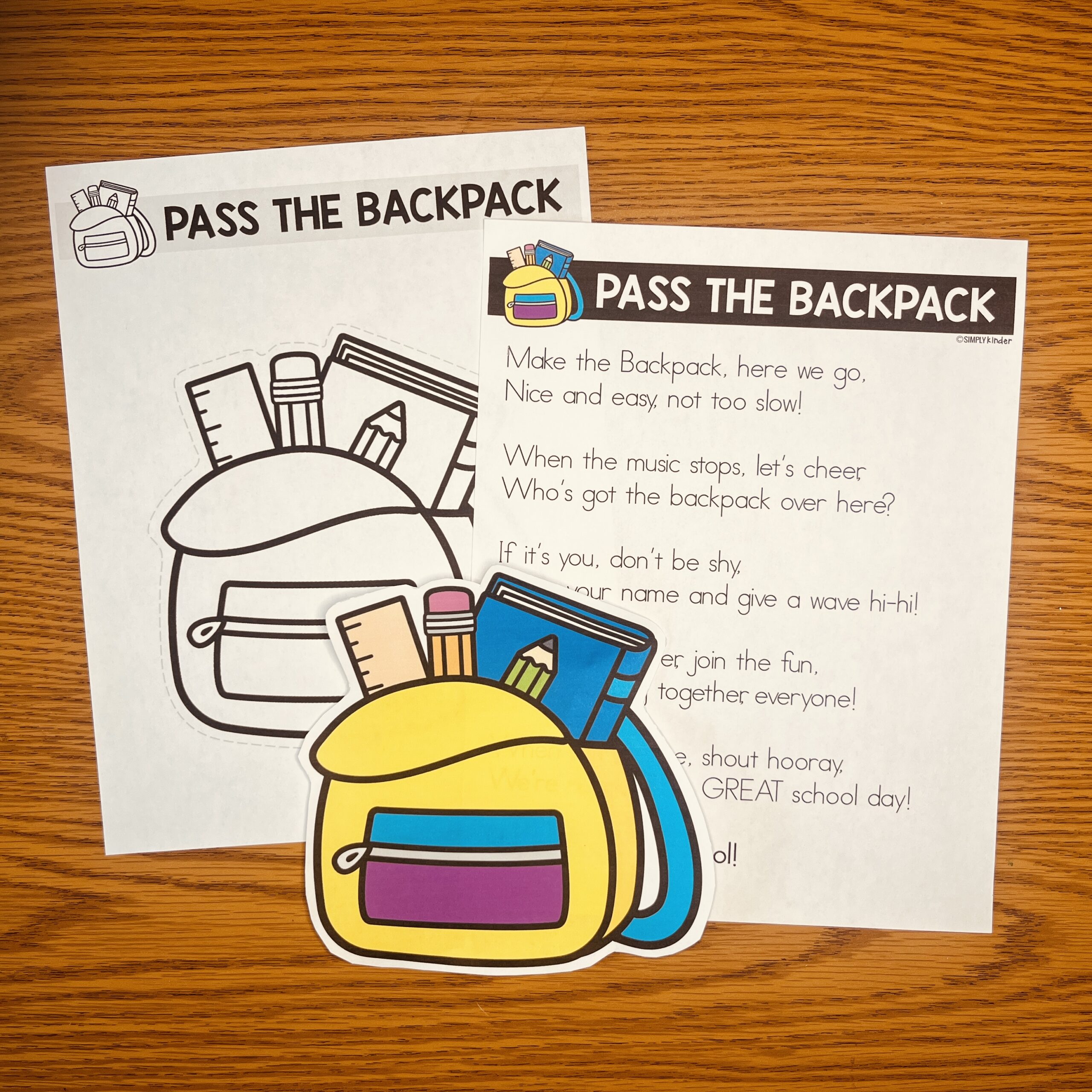 FREE Pass the Backpack Poem - Simply Kinder + Printable Membership