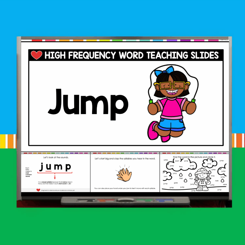 Jump Sight Word Teaching Slides - Simply Kinder + Printable Membership