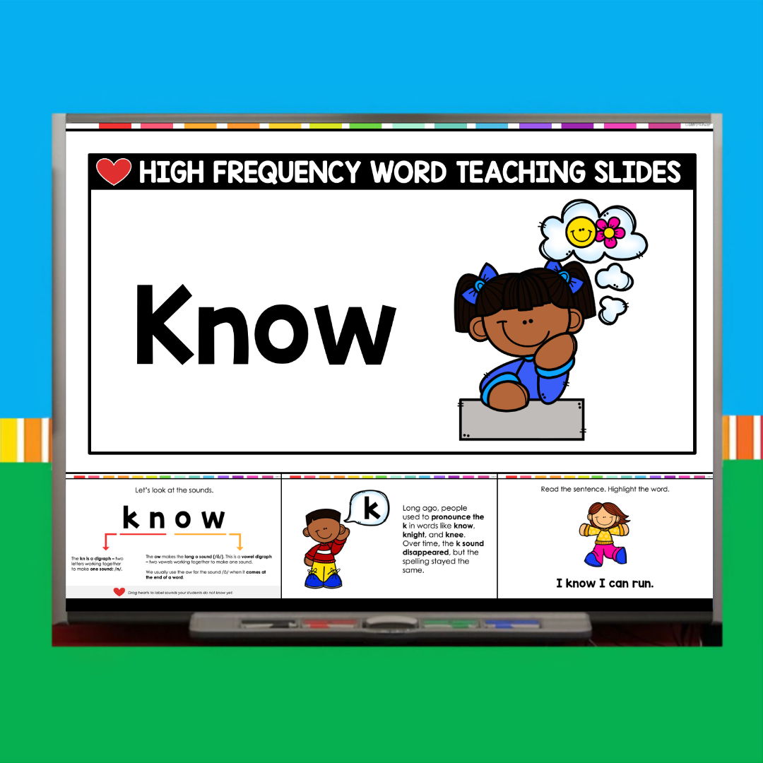Know Sight Word Teaching Slides - Simply Kinder + Printable Membership