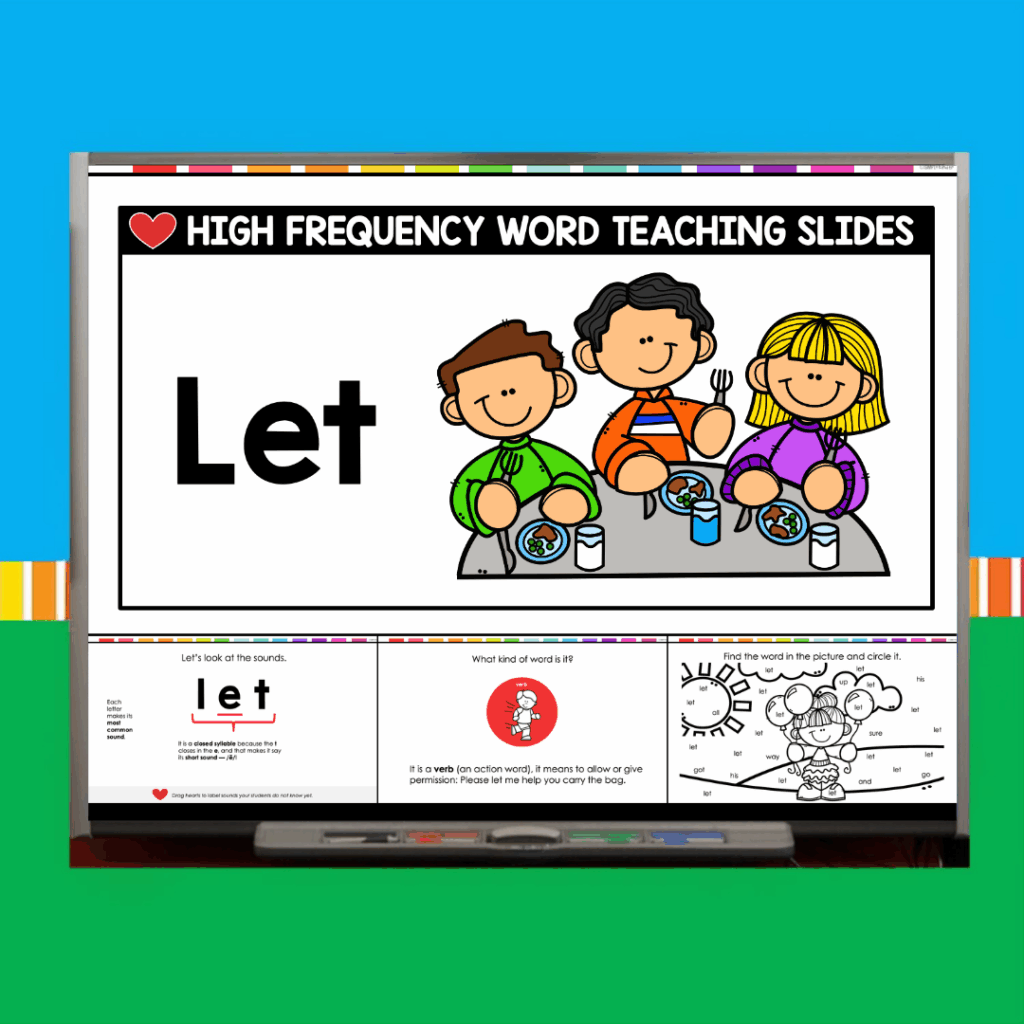 Let Sight Word Teaching Slides - Simply Kinder + Printable Membership