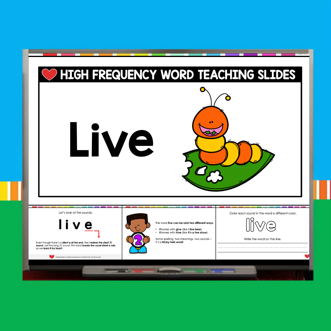Live Sight Word Teaching Slides - Simply Kinder + Printable Membership