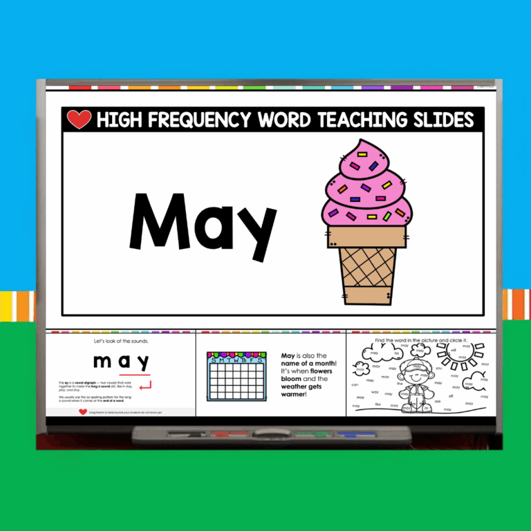 May Sight Word Teaching Slides - Simply Kinder + Printable Membership