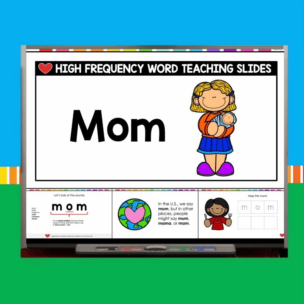 Mom Sight Word Teaching Slides - Simply Kinder + Printable Membership
