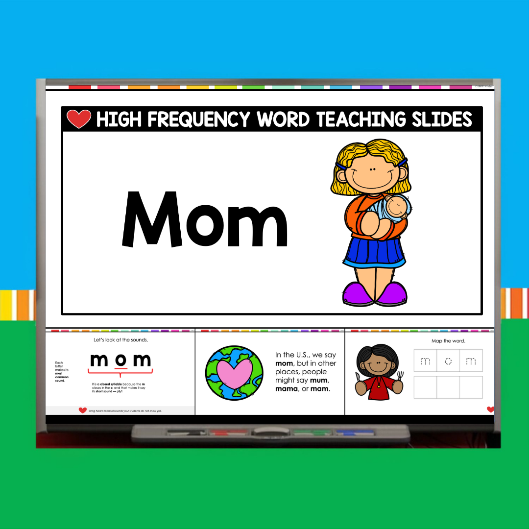 Mom Sight Word Teaching Slides - Simply Kinder + Printable Membership