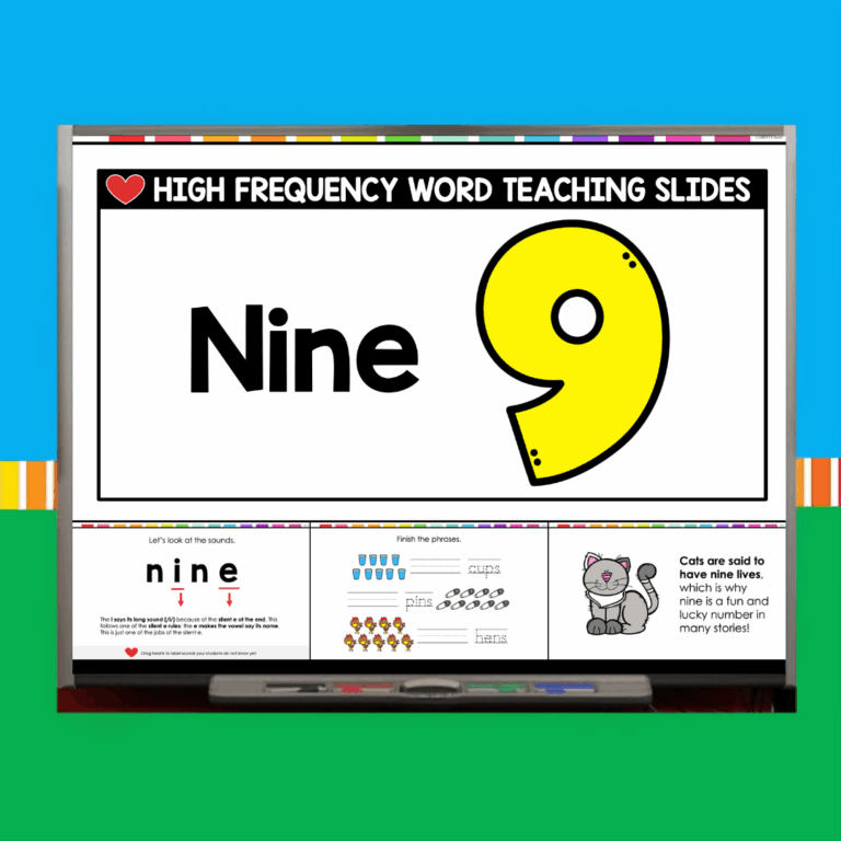 Nine Sight Word Teaching Slides - Simply Kinder + Printable Membership