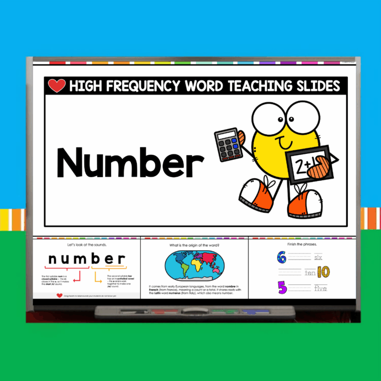 Number Sight Word Teaching Slides - Simply Kinder + Printable Membership