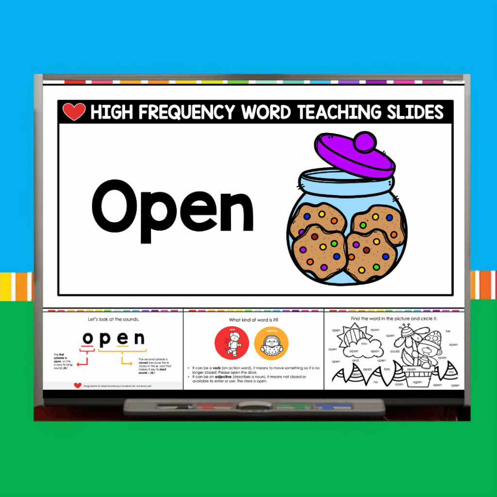 Open Sight Word Teaching Slides - Simply Kinder + Printable Membership