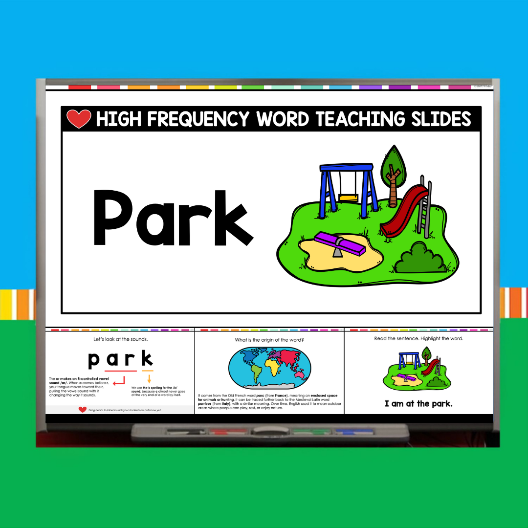 Park Sight Word Teaching Slides - Simply Kinder + Printable Membership