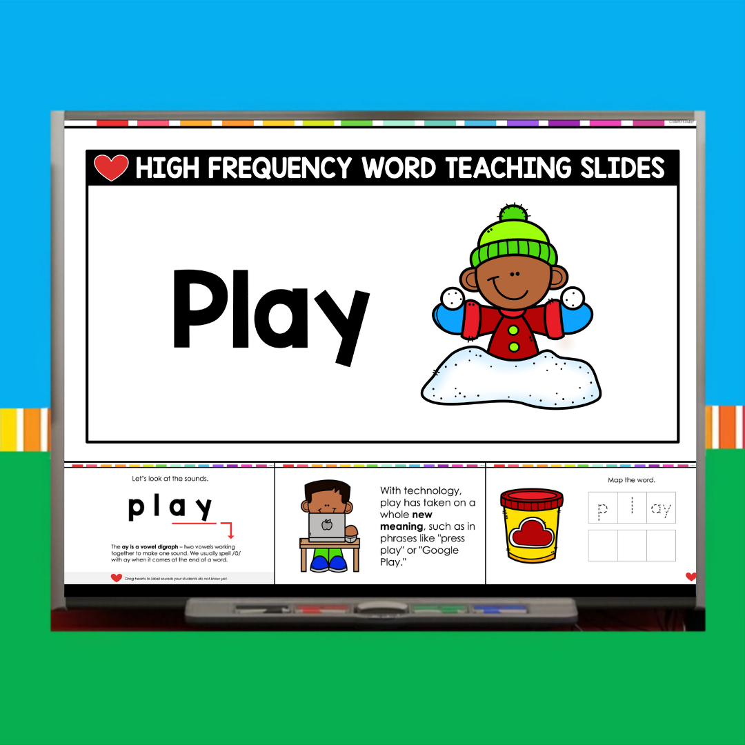 Play Sight Word Teaching Slides - Simply Kinder + Printable Membership
