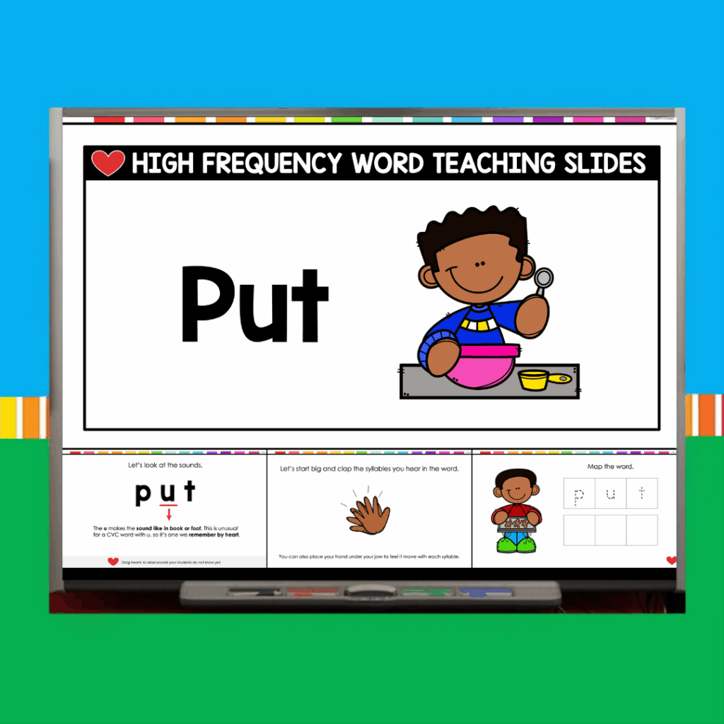 Put Sight Word Teaching Slides - Simply Kinder + Printable Membership
