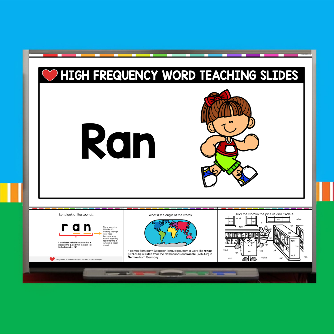 Ran Sight Word Teaching Slides - Simply Kinder + Printable Membership
