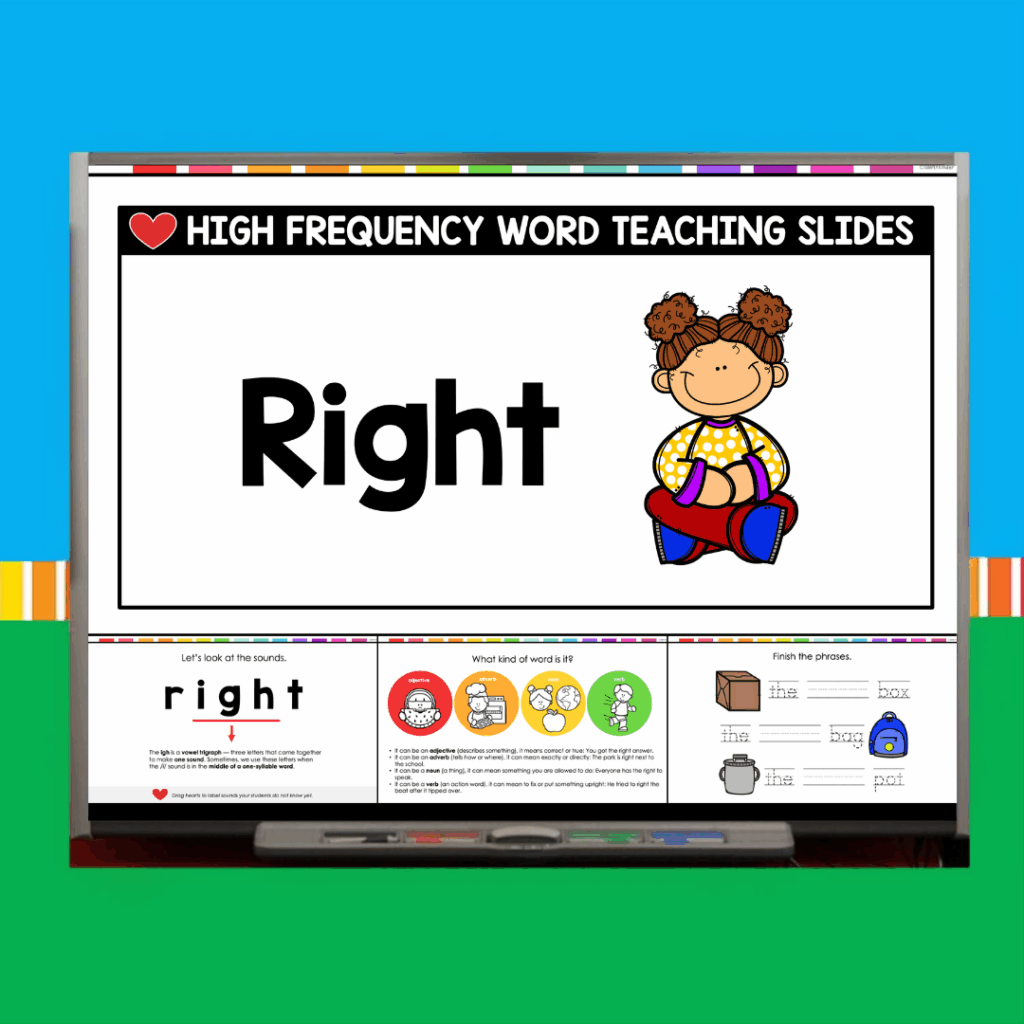 Right Sight Word Teaching Slides - Simply Kinder + Printable Membership