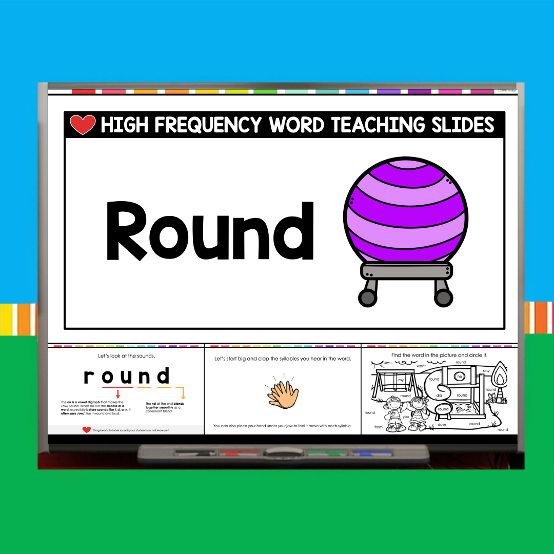 Round Sight Word Teaching Slides - Simply Kinder + Printable Membership