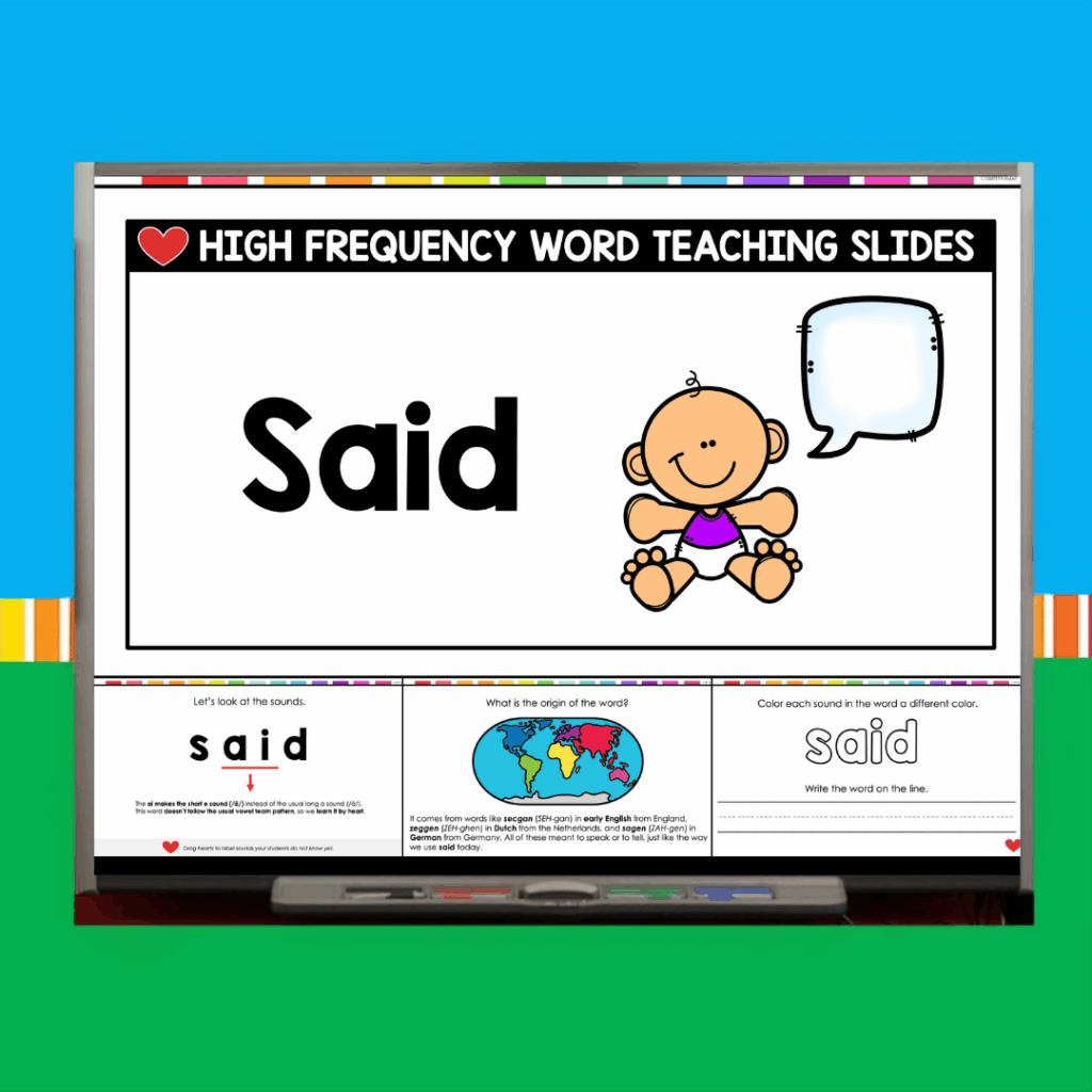Said Sight Word Teaching Slides - Simply Kinder + Printable Membership