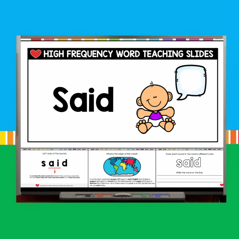 Said Sight Word Teaching Slides - Simply Kinder + Printable Membership