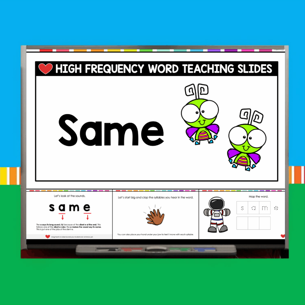 Same Sight Word Teaching Slides - Simply Kinder + Printable Membership