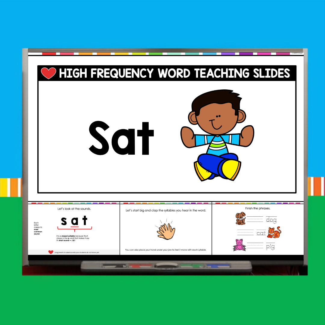 Sat Sight Word Teaching Slides - Simply Kinder + Printable Membership