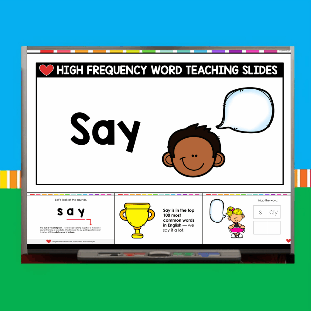 Say Sight Word Teaching Slides - Simply Kinder + Printable Membership