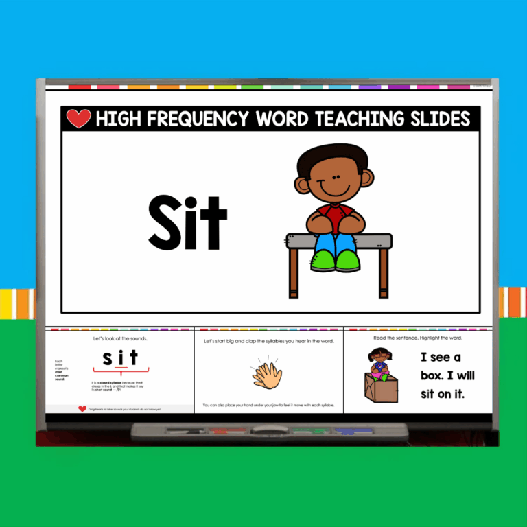 Sit Sight Word Teaching Slides - Simply Kinder + Printable Membership