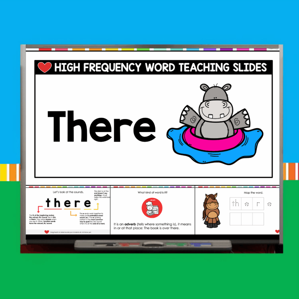 There Sight Word Teaching Slides - Simply Kinder + Printable Membership