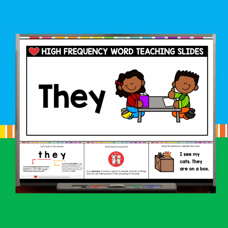 They Sight Word Teaching Slides - Simply Kinder + Printable Membership