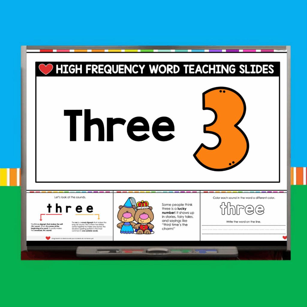 Three Sight Word Teaching Slides - Simply Kinder + Printable Membership