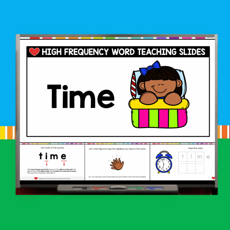 Time Sight Word Teaching Slides - Simply Kinder + Printable Membership
