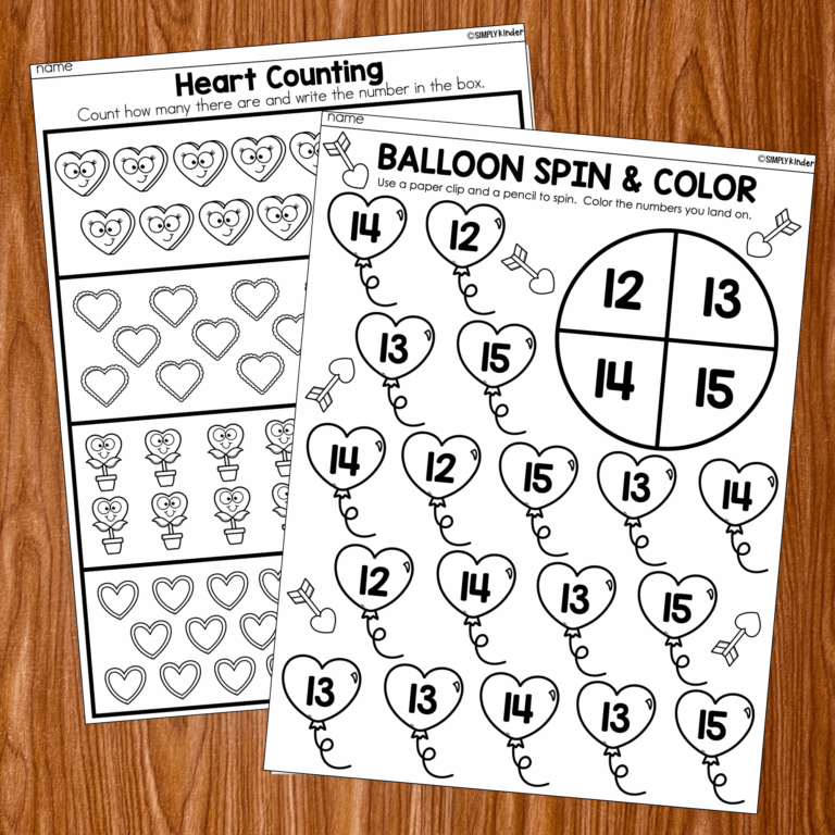 Valentine's Day No-Prep Counting Printables - Simply Kinder Plus ...