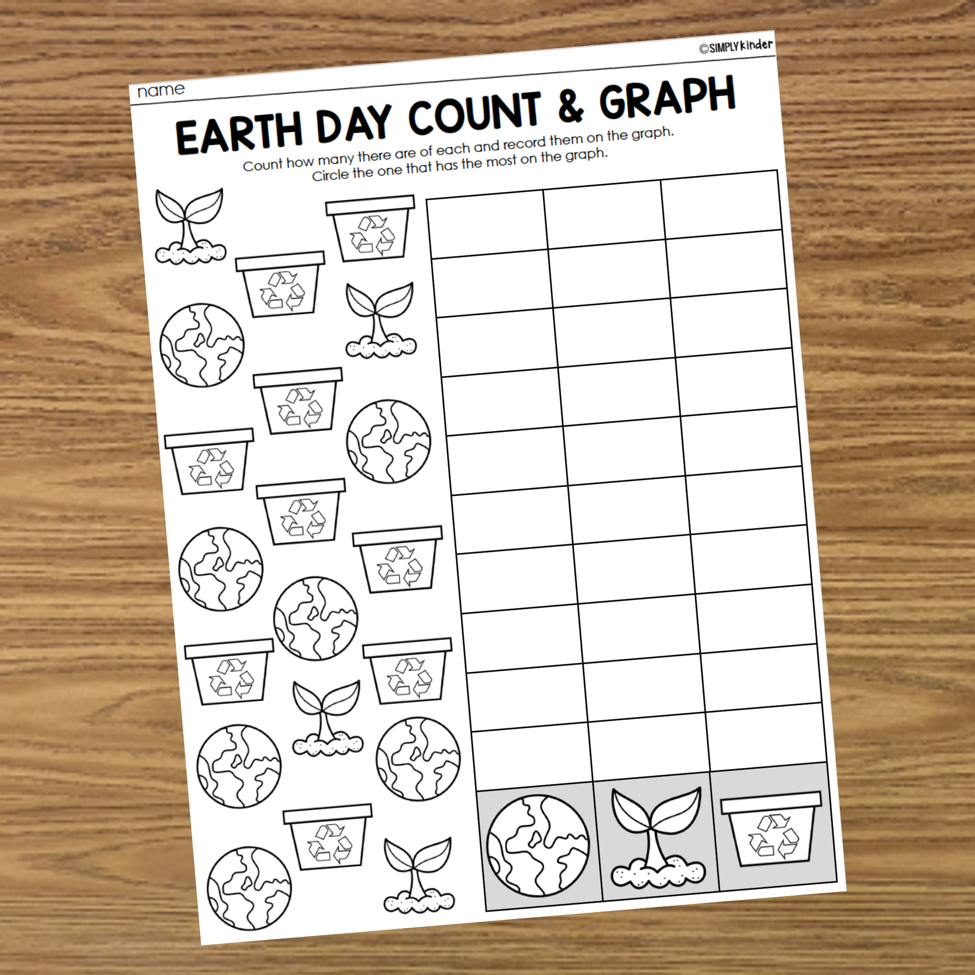 Earth Day Graphing Printable - Simply Kinder + Printable Membership
