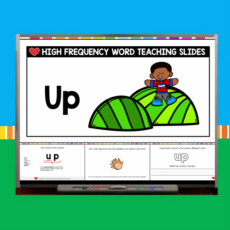 Up Sight Word Teaching Slides - Simply Kinder + Printable Membership
