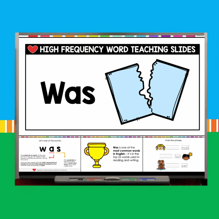 Was Sight Word Teaching Slides - Simply Kinder + Printable Membership