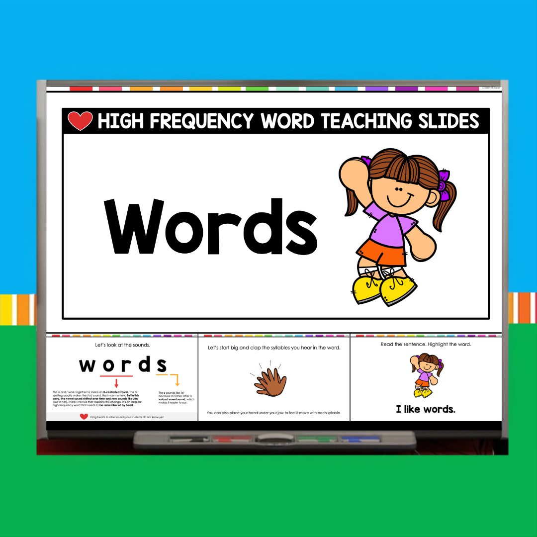 Words Sight Word Teaching Slides - Simply Kinder + Printable Membership