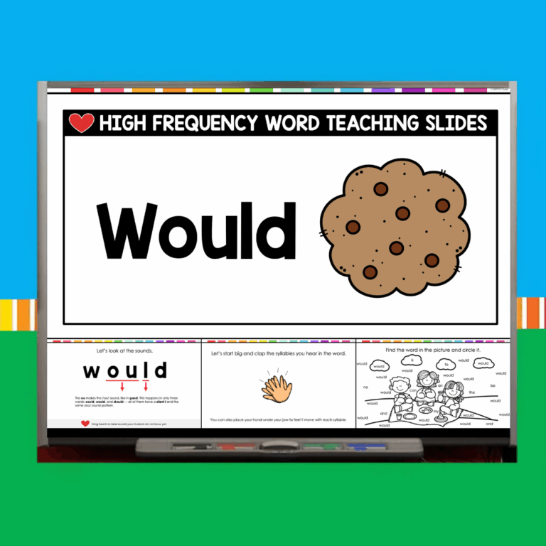 Would Sight Word Teaching Slides - Simply Kinder + Printable Membership