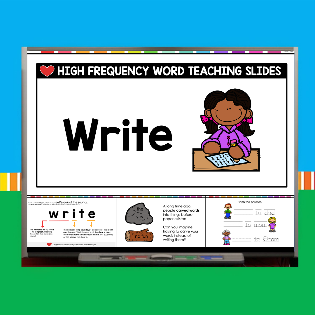 Write Sight Word Teaching Slides - Simply Kinder + Printable Membership