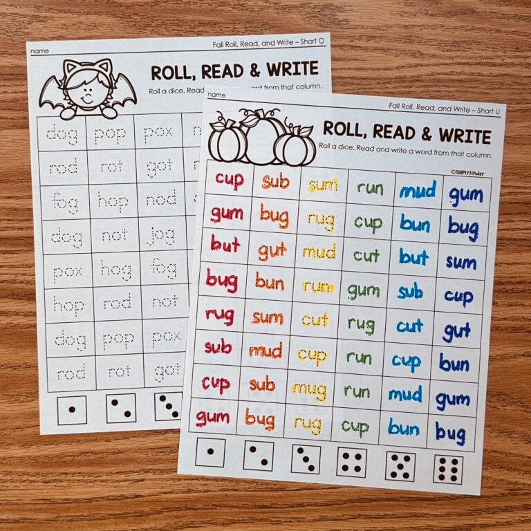 Halloween CVC Roll, Read, And Write - Simply Kinder + Printable Membership