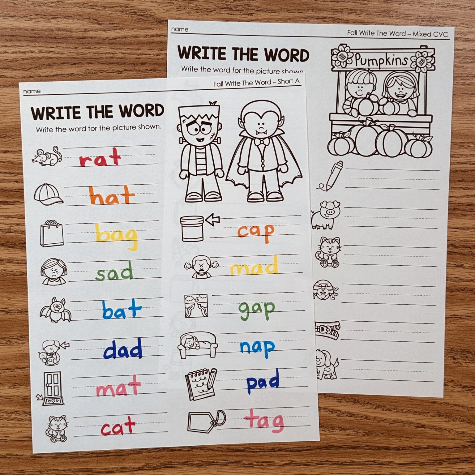 Halloween CVC Write The Word Printables - Simply Kinder + Printable ...