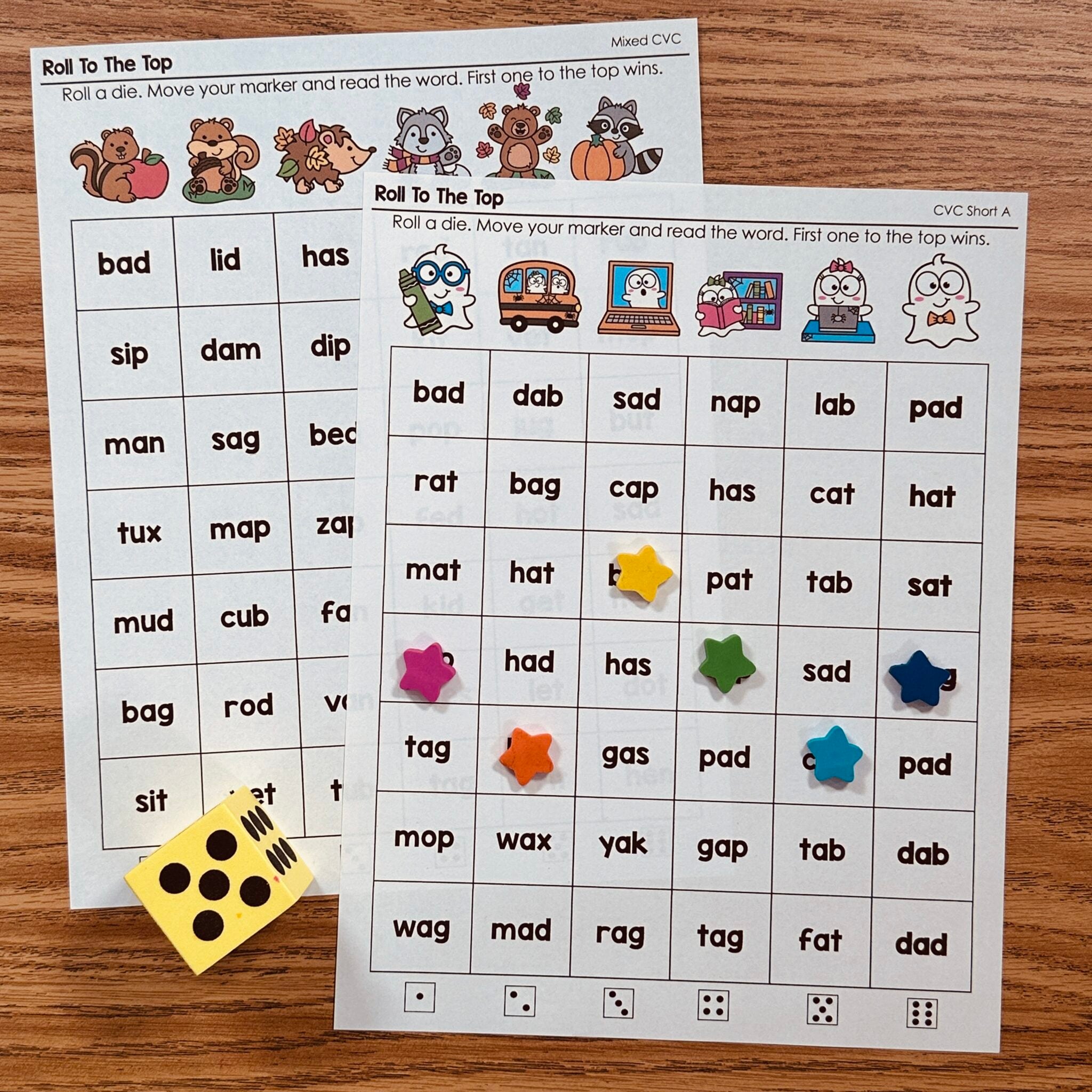 Halloween CVC Roll To The Top Games - Simply Kinder + Printable Membership