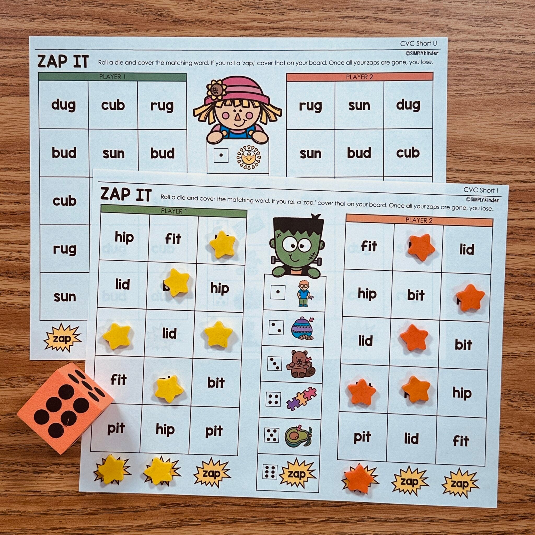 Halloween CVC Zap It No Prep Game - Simply Kinder + Printable Membership